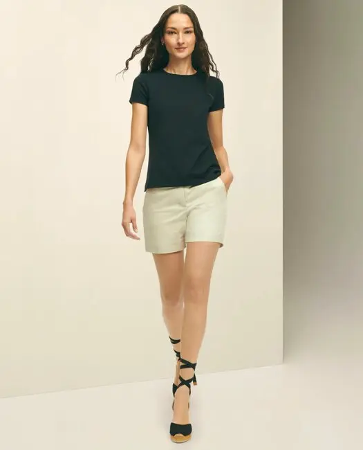 Brooks Brothers Stretch Cotton Twill Shorts - Oatmeal