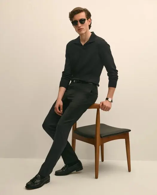 Brooks Brothers Slim Fit Wool Dress Pants - Black