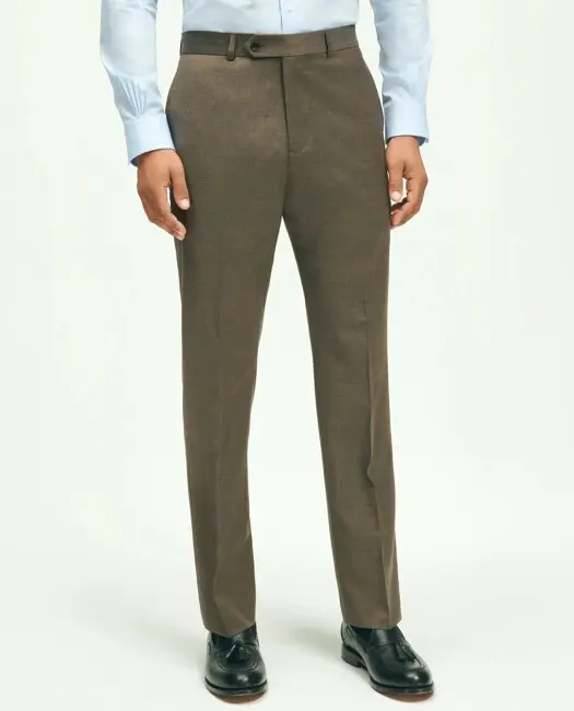 Brooks Brothers Slim Fit Wool Dress Pants - Brown