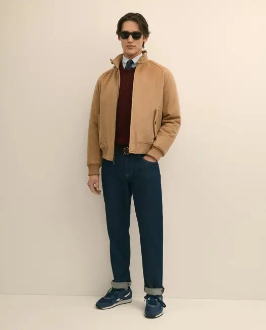 Brooks Brothers S Wool Bomber Jacket - Camel
