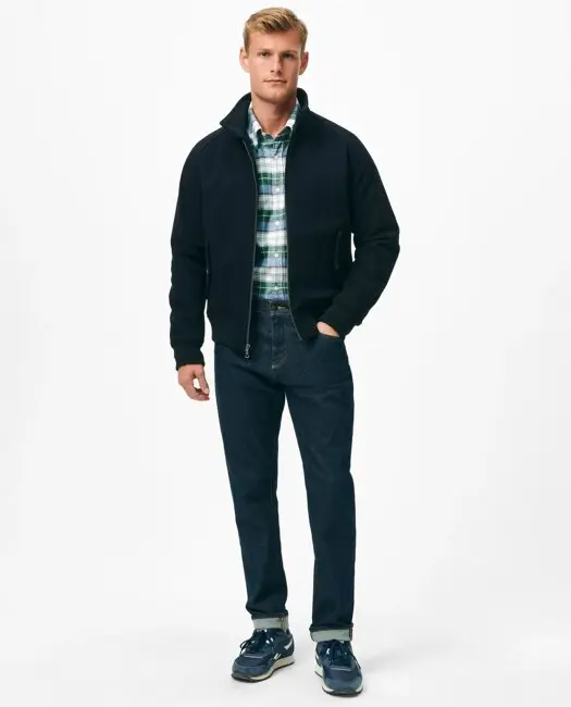 Brooks Brothers S Wool Bomber Jacket - Navy