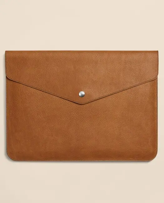 Brooks Brothers Shinola Leather Laptop Sleeve - Tan