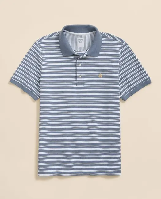 Brooks Brothers Golden Fleece Stretch Supima Cotton Striped Polo Shirt | | Medium - Blue