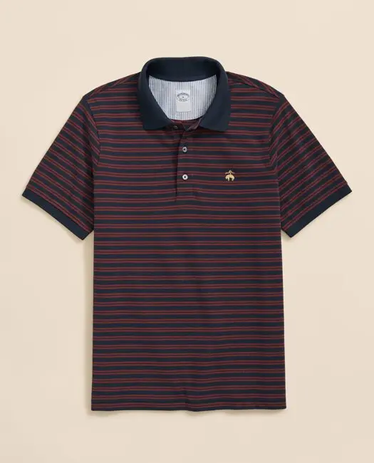 Brooks Brothers Golden Fleece Stretch Supima Cotton Striped Polo Shirt | | Medium - Navy