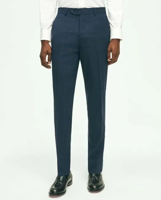 Brooks Brothers S Explorer Collection Slim Fit Wool Checked Suit Pants - Navy
