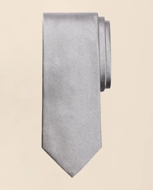 Brooks Brothers Solid Rep Tie - Silver