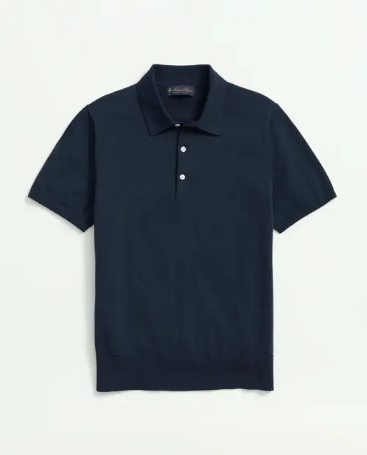 Brooks Brothers S Supima Cotton Short-sleeve Polo Sweater - Navy