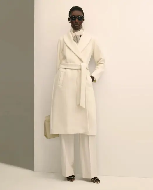 Brooks Brothers Wool Blend Shawl-collar Wrap Coat - Marshmallow