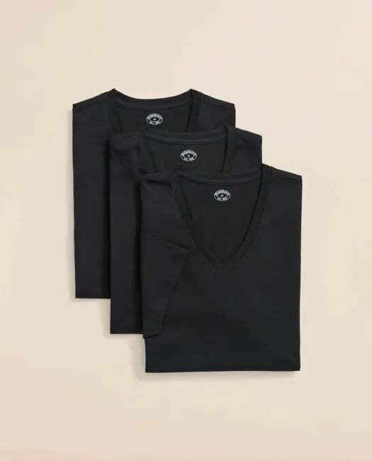 Brooks Brothers Supima Cotton V-neck Undershirt-3 Pack | | Large - Black