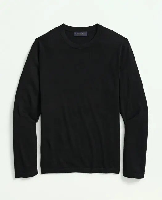 Brooks Brothers Lightweight Luxe All-season Sweater, Crewneck - Black