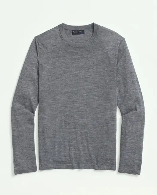 Brooks Brothers Lightweight Luxe All-season Sweater, Crewneck - Grey