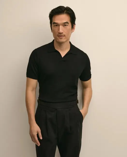 Brooks Brothers Lightweight Luxe All-season Sweater, Johnny Collar | | Medium - Black