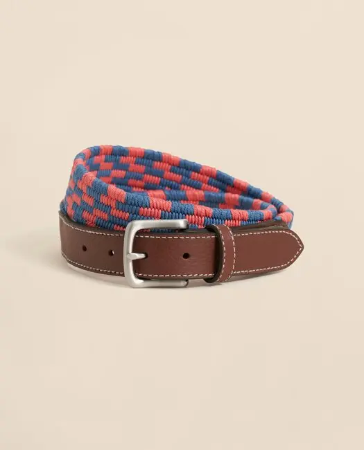 Brooks Brothers S Stretch Cotton Blend Belt - Red/blue