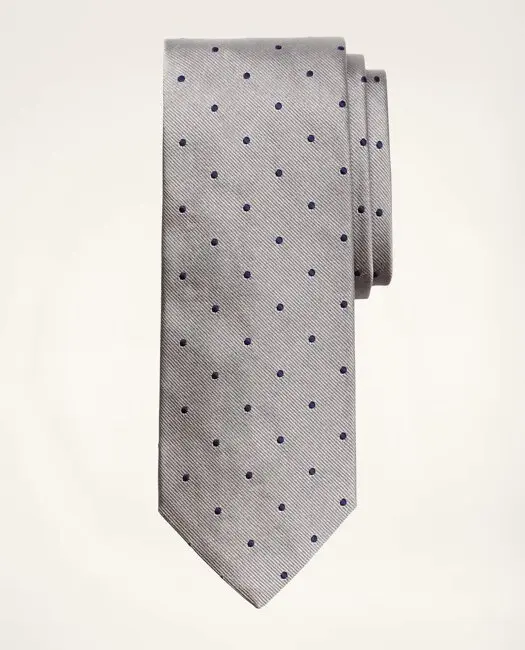 Brooks Brothers Dot Rep Tie - Silver