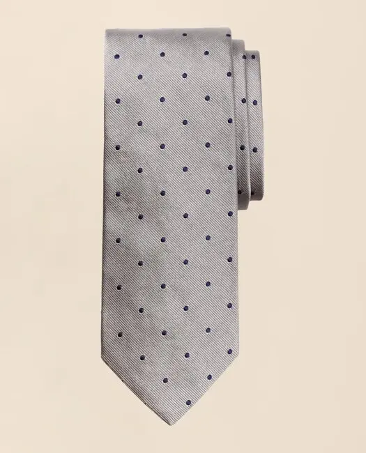 Brooks Brothers Dot Rep Neck Ties - Silver