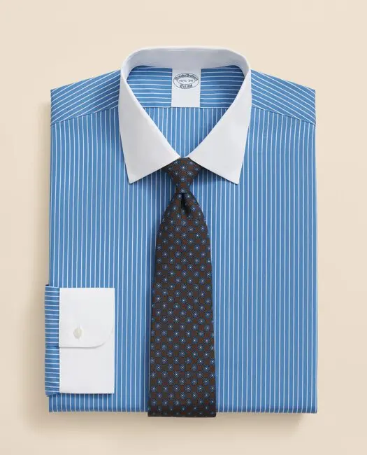 Brooks Brothers Pure Supima Cotton Regular-finish Ainsley Collar, Ground Stripe Dress Shirt | | 16� 34 - Blue