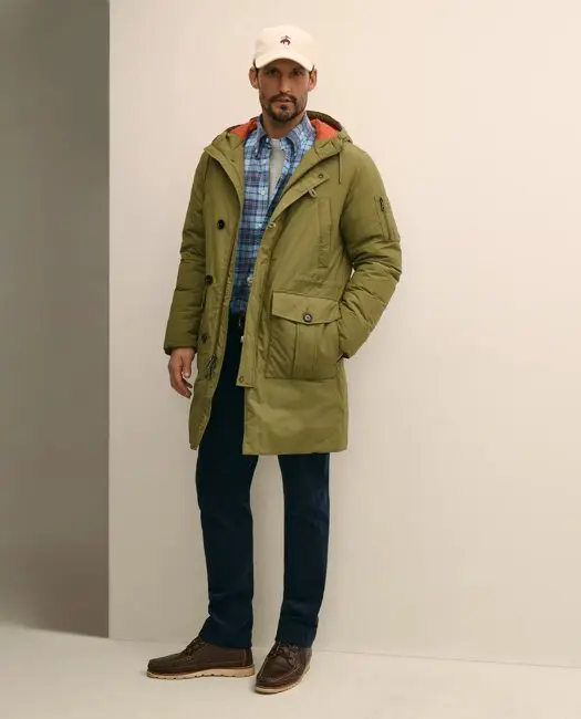 Brooks Brothers Water-resistant Down Hooded Parka Jacket - Medium Green