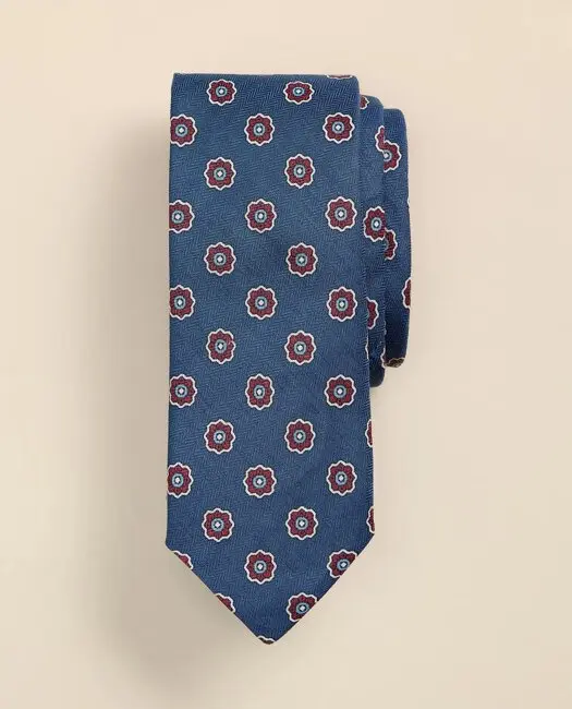 Brooks Brothers Silk-linen Foulard Neck Tie - Navy