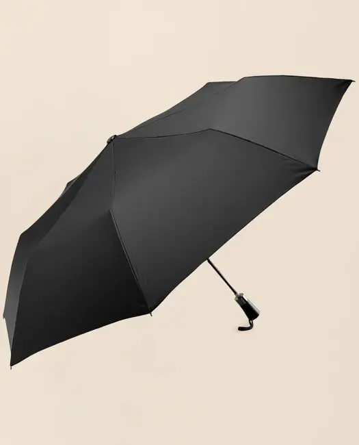 Brooks Brothers Compact Umbrella With Wood Grain Handle - Black