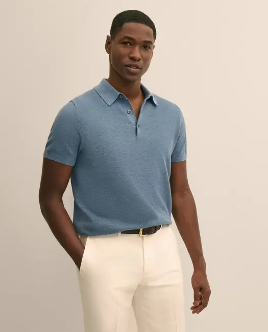 Brooks Brothers Supima Cotton Pique Polo Sweater - Blue
