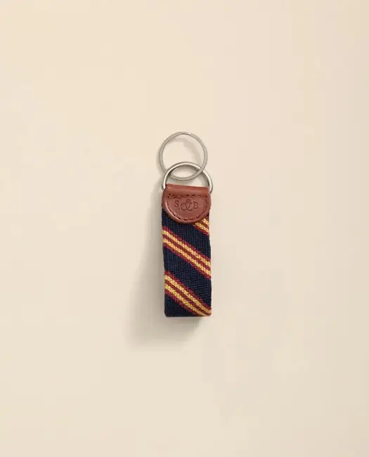 Brooks Brothers S Smathers & Branson Needlepoint Rep Stripe Key Fob - Multicolor