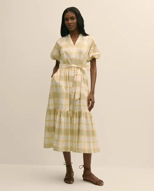 Brooks Brothers Cotton Madras Maxi Shirt Dress - Multicolor