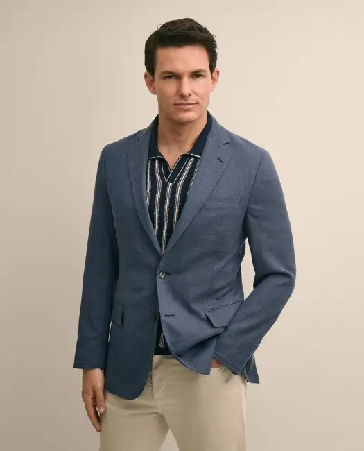 Brooks Brothers Classic Fit Wool Hopsack Sport Coat - Blue