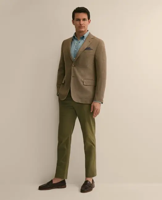 Brooks Brothers Classic Fit Wool Hopsack Sport Coat - Khaki