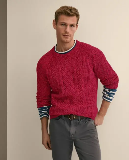 Brooks Brothers Supima Cotton Moulin� Fisherman Sweater - Red