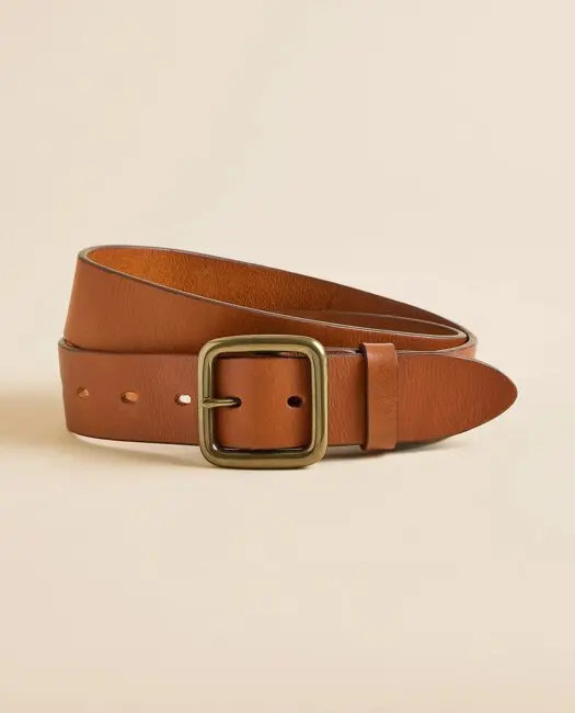 Brooks Brothers S Leather Square Buckle Belt - Cognac