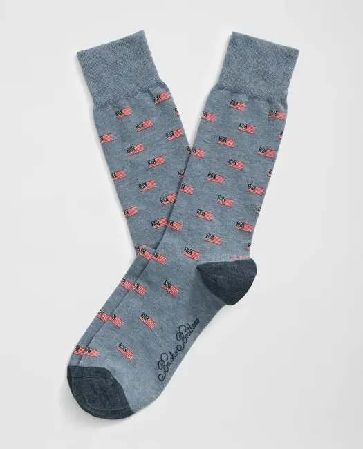 Brooks Brothers Cotton-blend Usa Flag Socks - Blue