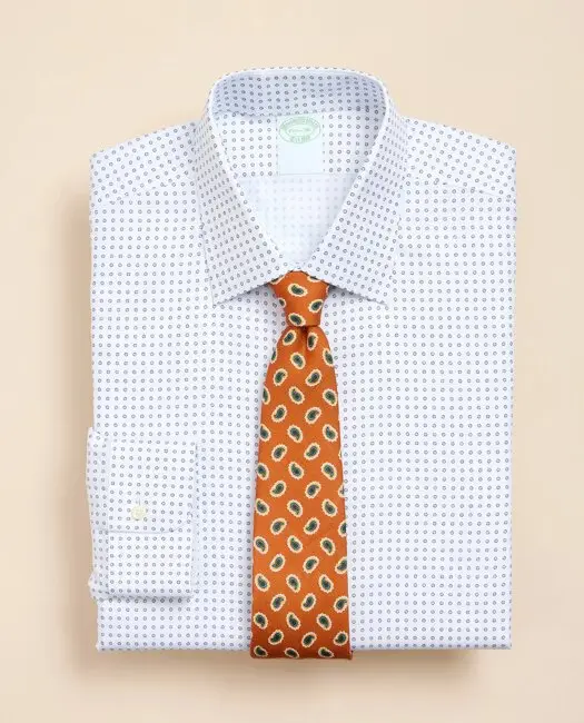 Brooks Brothers Explorer Collection Non-iron Twill Ainsley Collar, Geo Dot Dress Shirt - Multicolor