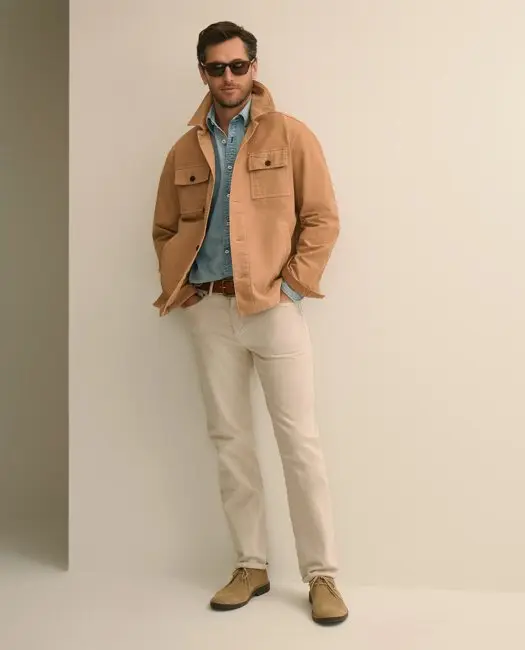 Brooks Brothers Cotton Military Shirt Jacket - Beige