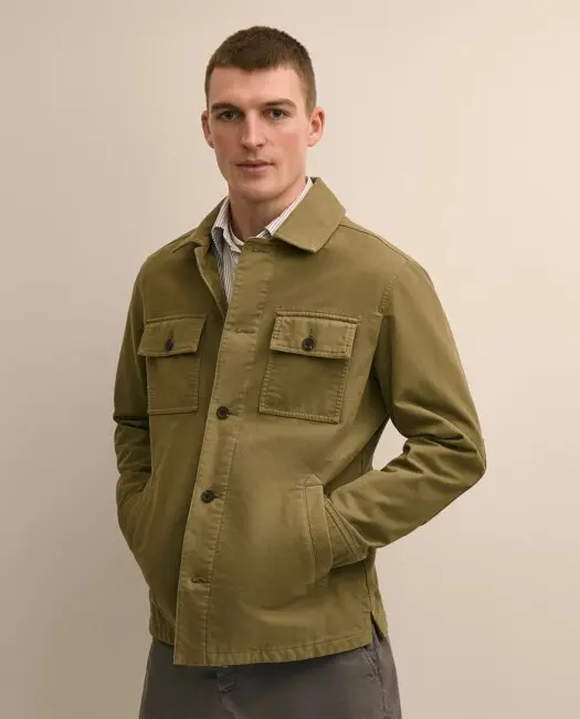 Brooks Brothers Cotton Military Shirt Jacket - Olive