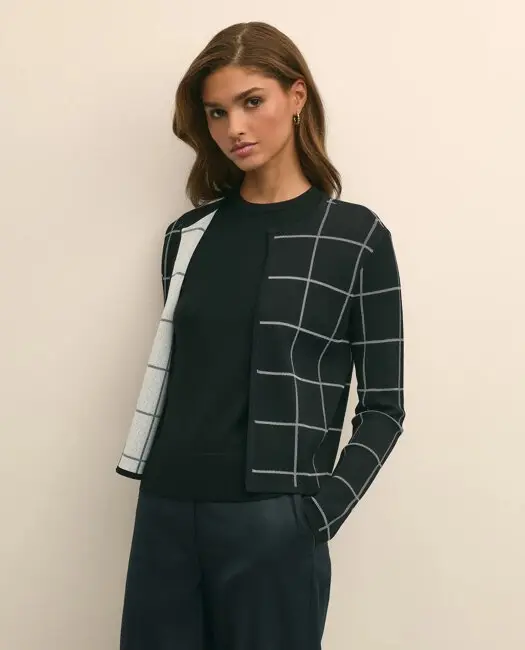 Brooks Brothers Windowpane Open Cardigan | | Large