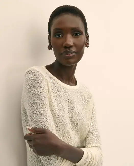 Brooks Brothers S Merino Wool Lace Sweater - Ivory
