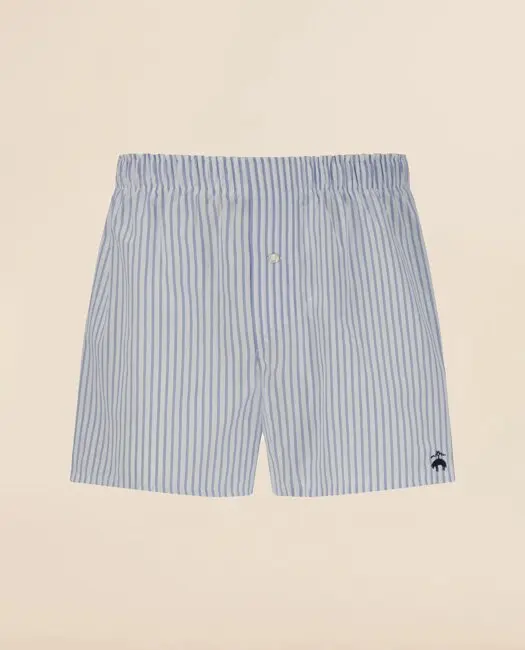 Brooks Brothers Slim Fit Cotton Broadcloth Striped Boxers | | Large - Blue