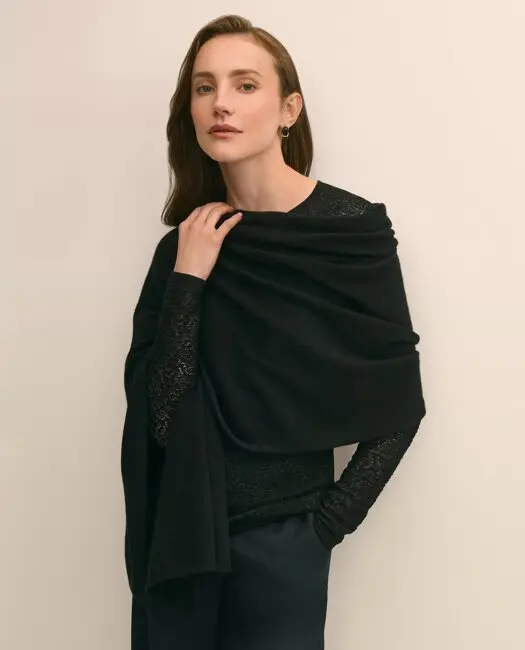 Brooks Brothers Cashmere 2-ply Wrap - Black