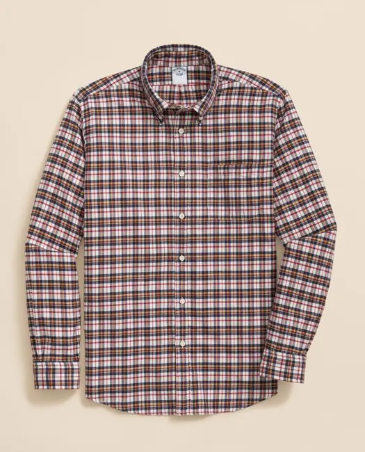 Brooks Brothers S Portuguese Flannel Polo Button Down Collar, Multi-check Shirt | Large - Multicolor