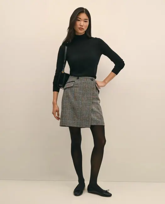 Brooks Brothers S Wool Multi-check Wrap Mini Skirt - Multicolor