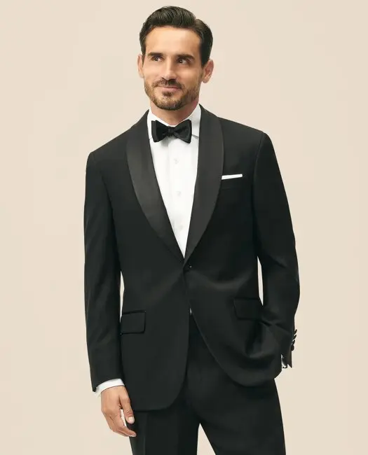 Brooks Brothers Traditional Fit Wool 1818 Shawl Collar Tuxedo - Black