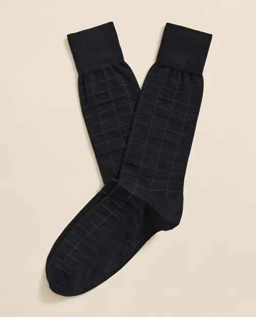 Brooks Brothers Wool-blend Windowpane Socks - Navy