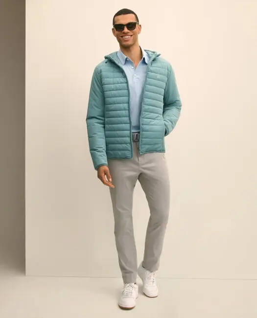 Brooks Brothers S Performance Series Water Resistant Stretch Tech Jacket - Light Blue