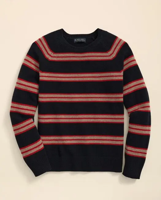 Brooks Brothers Wool Archive Stripe Sweater - Navy