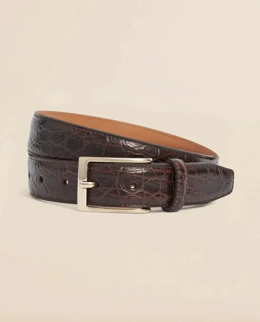 Brooks Brothers S Leather Embossed Belt - Brown
