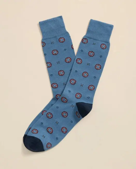 Brooks Brothers Cotton-blend Foulard Socks - Blue