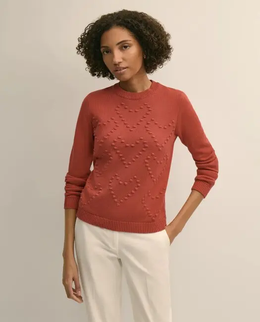 Brooks Brothers Cotton Textu-heart Sweater - Red
