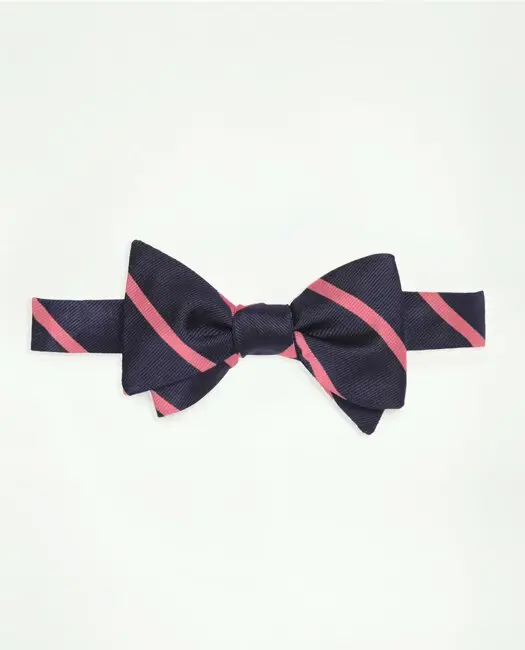 Brooks Brothers Silk Rep Striped Bow Tie - Navy