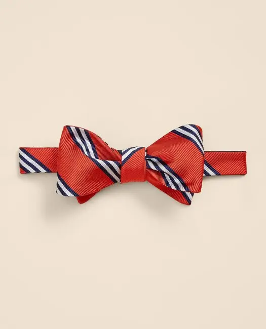 Brooks Brothers Silk Rep Striped Bow Tie - Orange