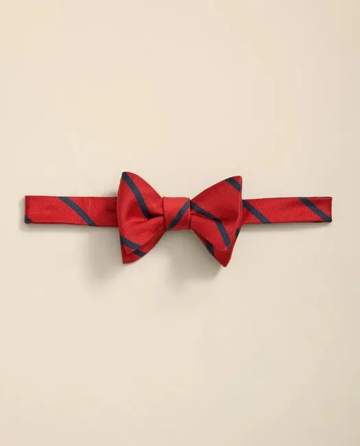 Brooks Brothers Silk Rep Striped Bow Tie - Red/navy